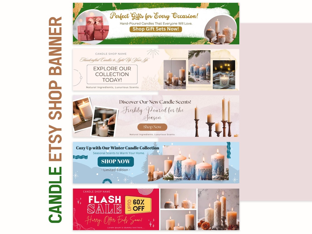 Candle Shop Etsy Banner Templates: Editable Canva Designs (digital ...