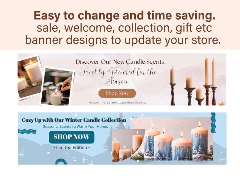 Candle Shop Etsy Banner Templates: Editable Canva Designs (digital ...