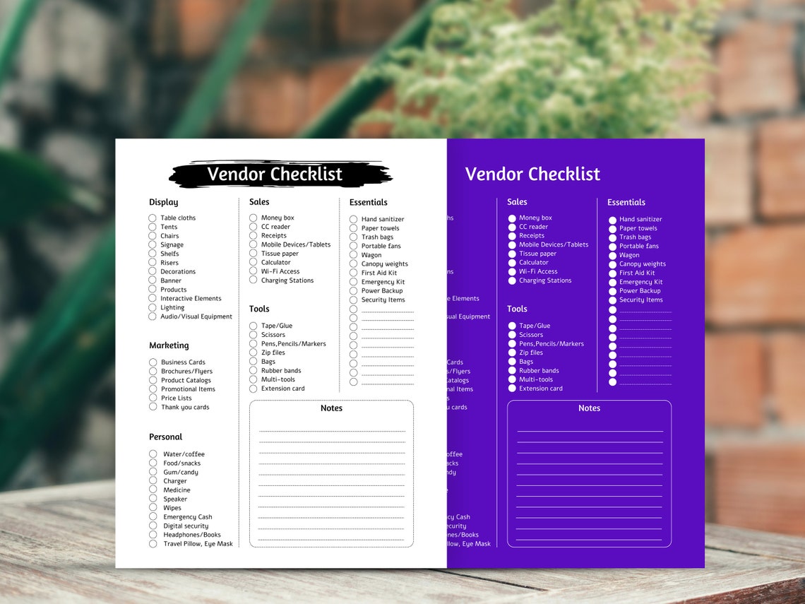 Printable Vendor Checklist, Endor Management Checklist Template, Vendor ...