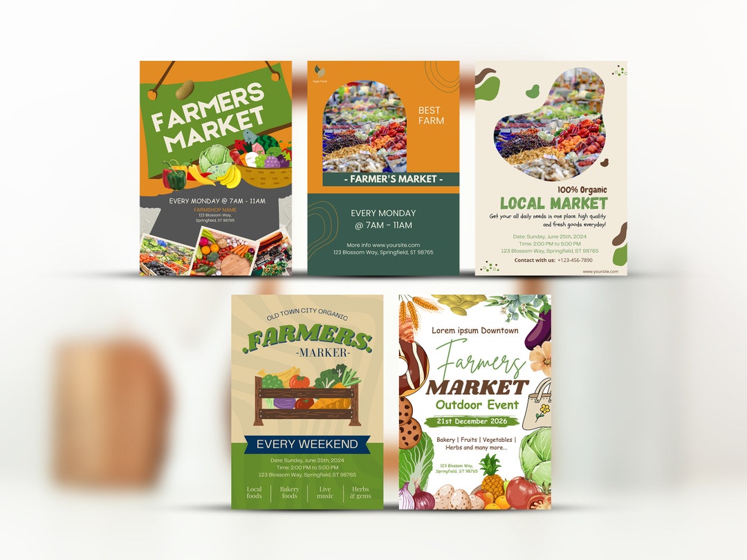 Farmers Market Event Flyer Templates: Editable CANVA Template (digital ...