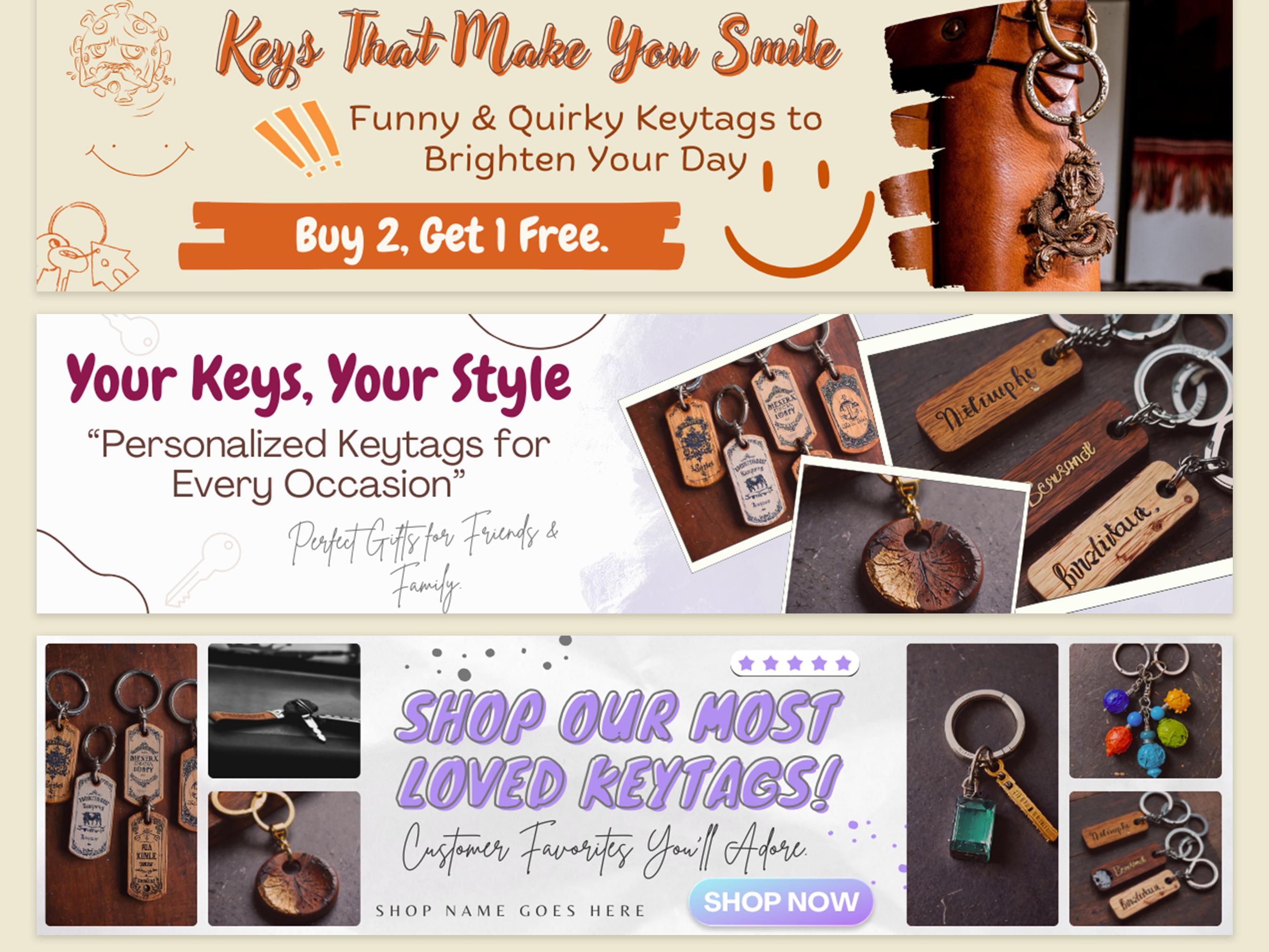 Keychain Etsy Shop Banner Template: Editable Canva Designs (digital ...