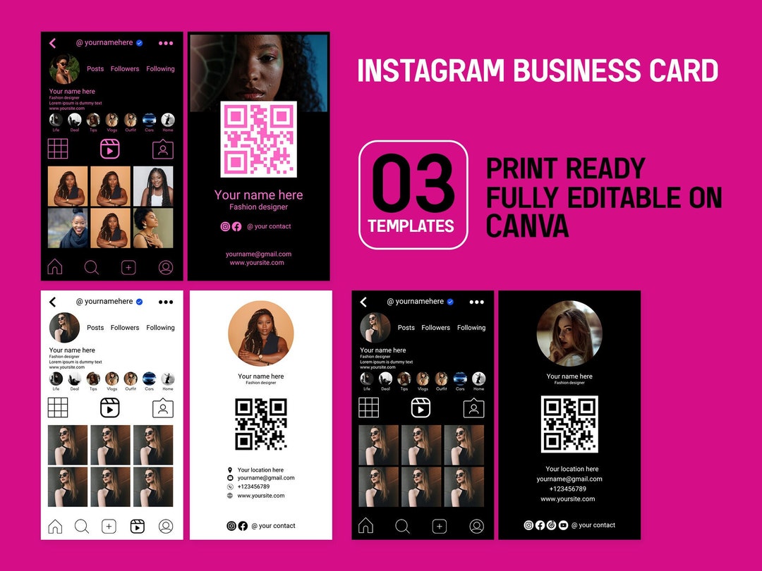 Editable Instagram Business Card, Instagram Business Card Template, IG ...