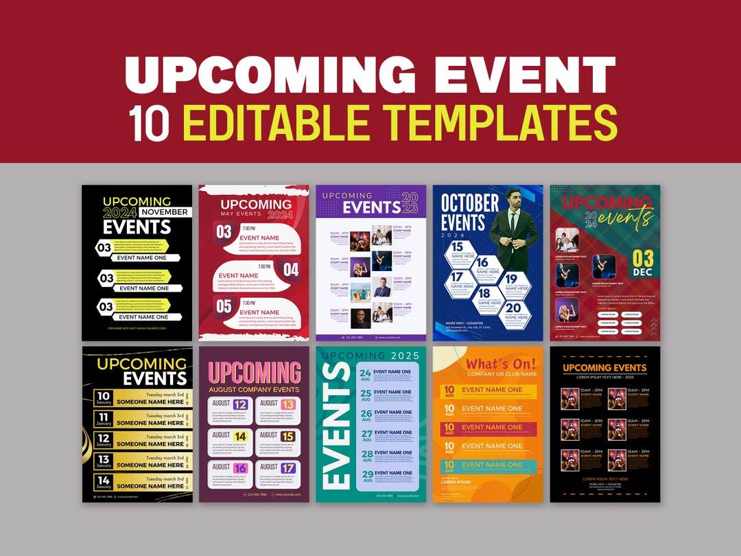Upcoming Events Templates: 10 Editable Canva Flyers (digital Download ...