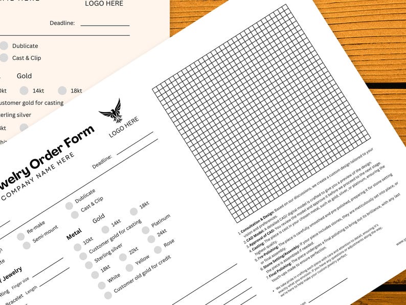 Custom Jewelry Order Form Template: Editable Canva Design (digital ...