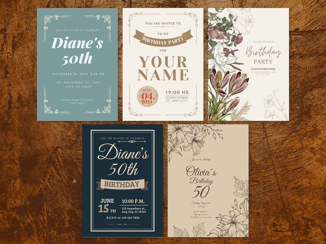 Vintage Birthday Themed Invitation Cards, Vintage Birthday Invitation ...