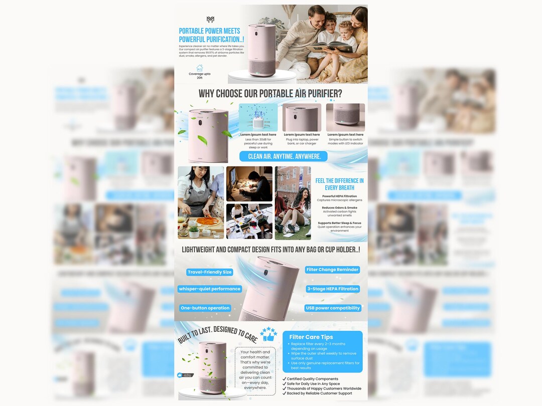 Air Purifier A+ Content Template: Editable Canva EBC Design (1464x600px ...
