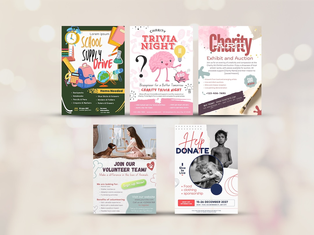 Editable Charity Event Poster Design, Fundraiser Event, Canva Template ...