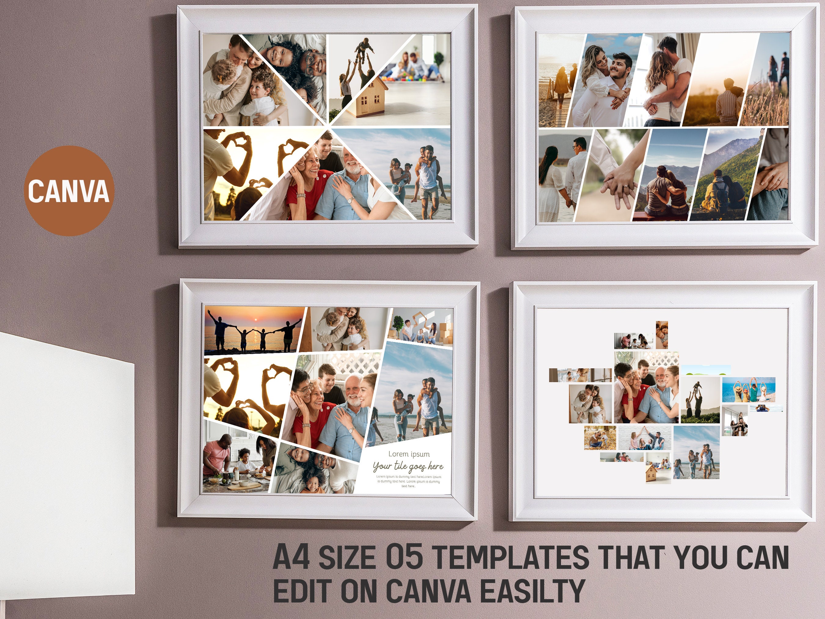 Modern Photo Collage Template: A4 Landscape Grid (digital Download) - Etsy