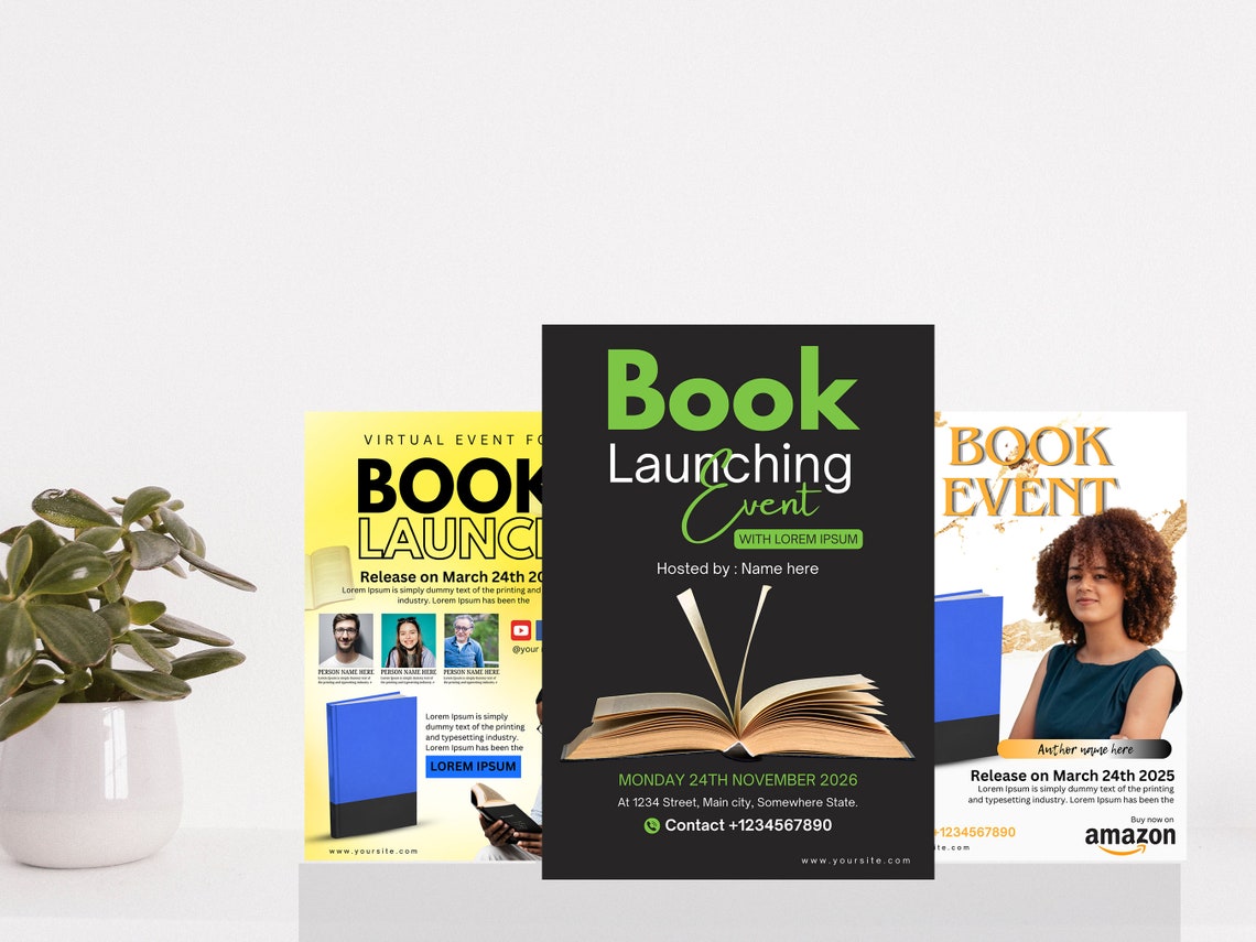 Editable Book Launch Flyer Template: Canva Event Poster (5 Designs) - Etsy