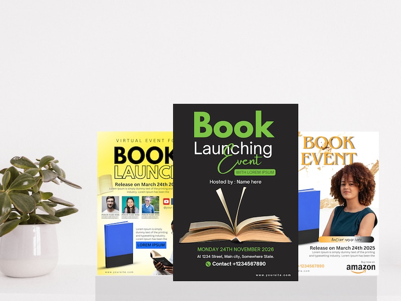 Editable Book Launch Flyer Template: Canva Event Poster (5 Designs) - Etsy