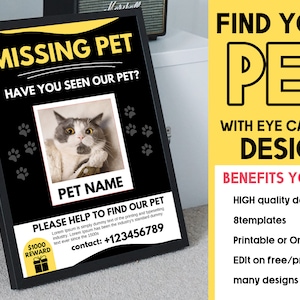 Missing Pet Flyer Template: Editable Lost Pet Poster (digital Download ...