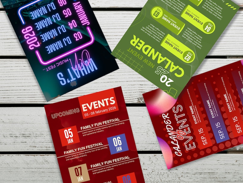 Editable Event Calendar Templates: Canva Poster Designs (A4, Digital ...