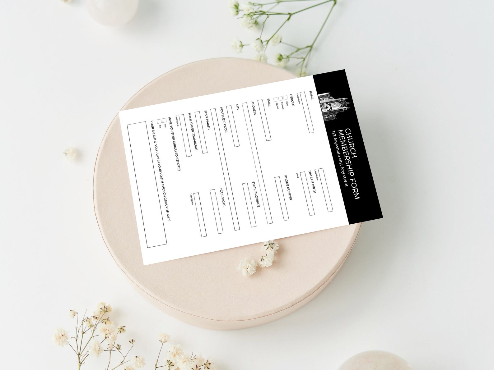 Editable Church Membership Form Template: A4 Canva (digital Download ...