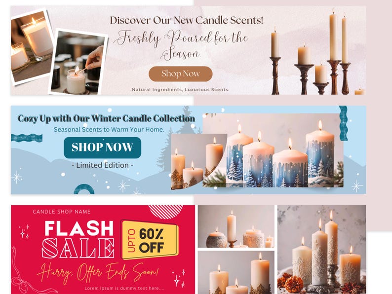 Candle Shop Etsy Banner Templates: Editable Canva Designs (digital ...