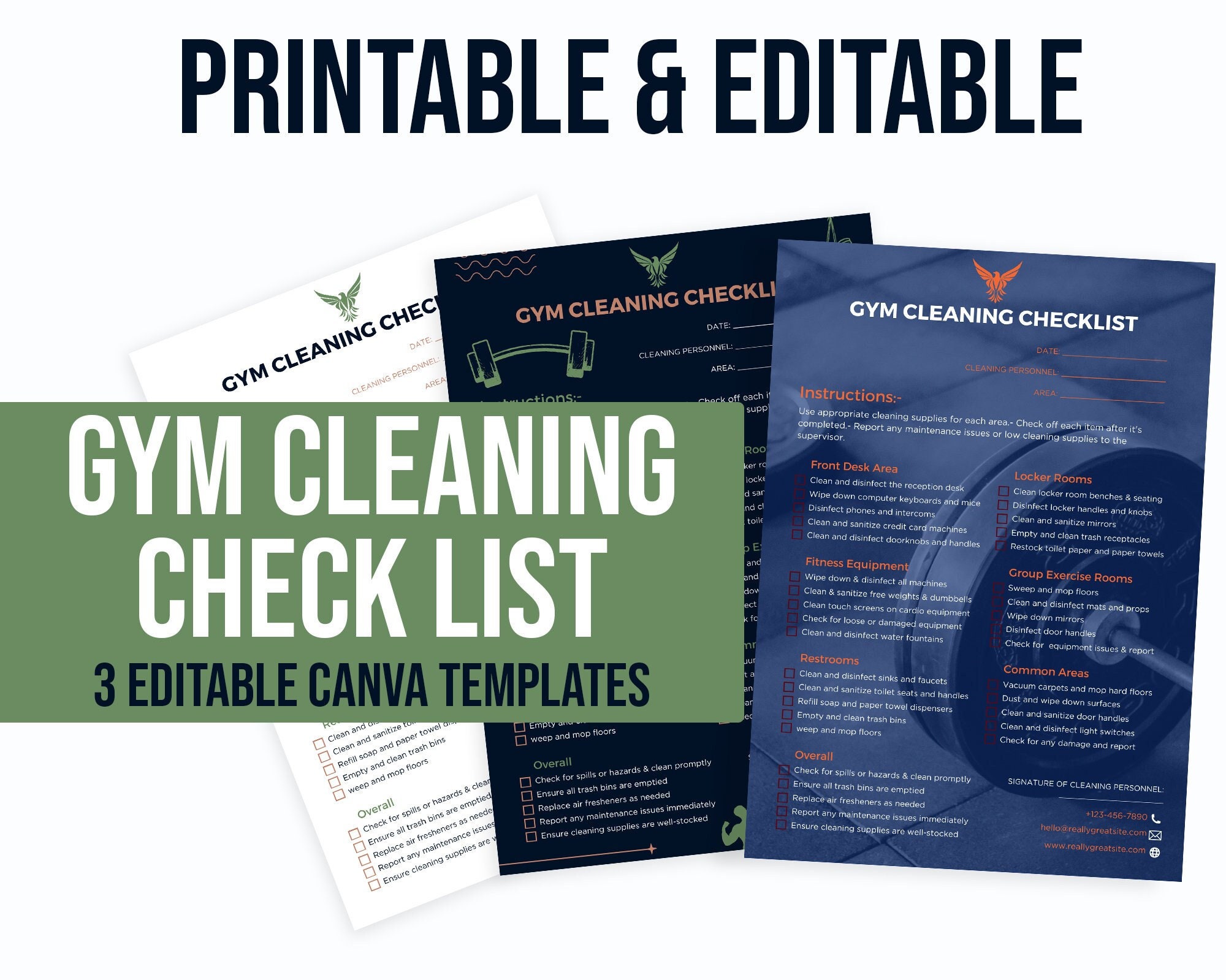 Printable Gym Cleaning Checklist: Editable Canva Template (A4) - Etsy