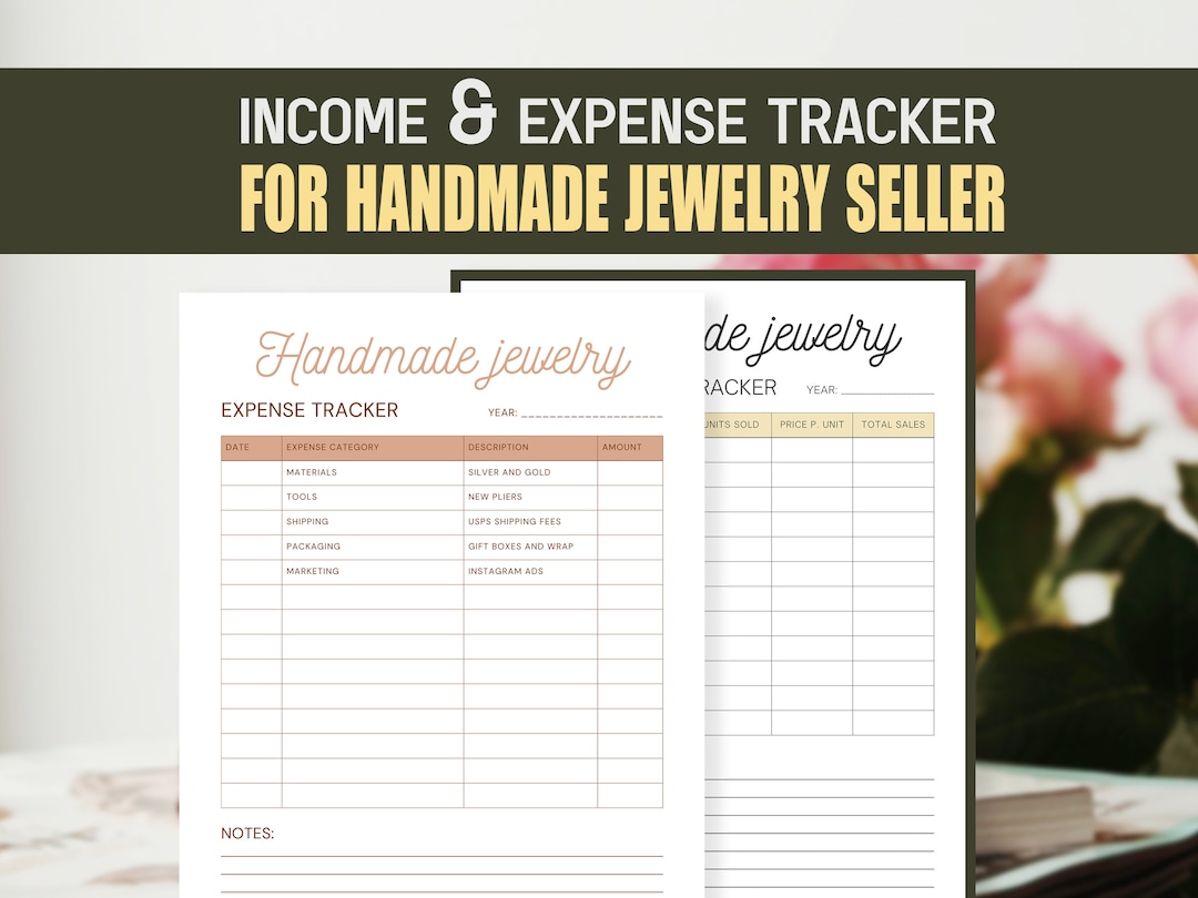 Printable Jewelry Seller Income Tracker, Jewelry Seller Expense Tracker ...