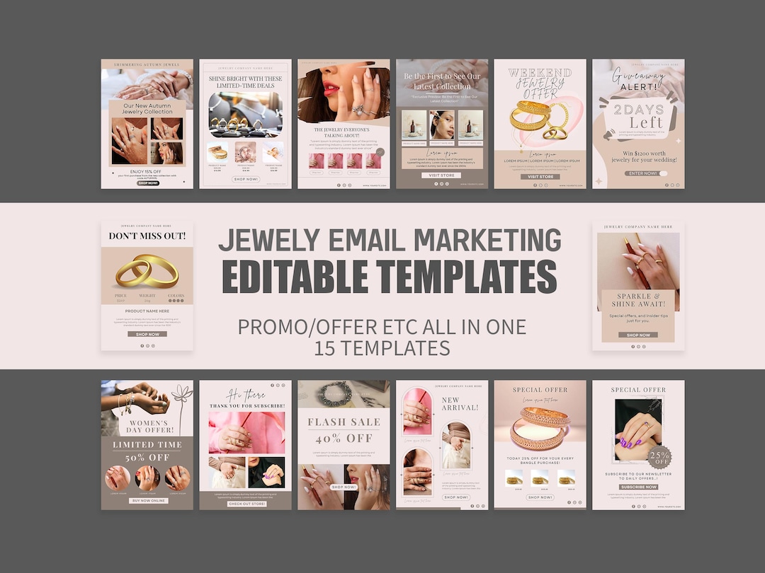 Jewelry Email Marketing Templates: CANVA Newsletter Designs (15 ...
