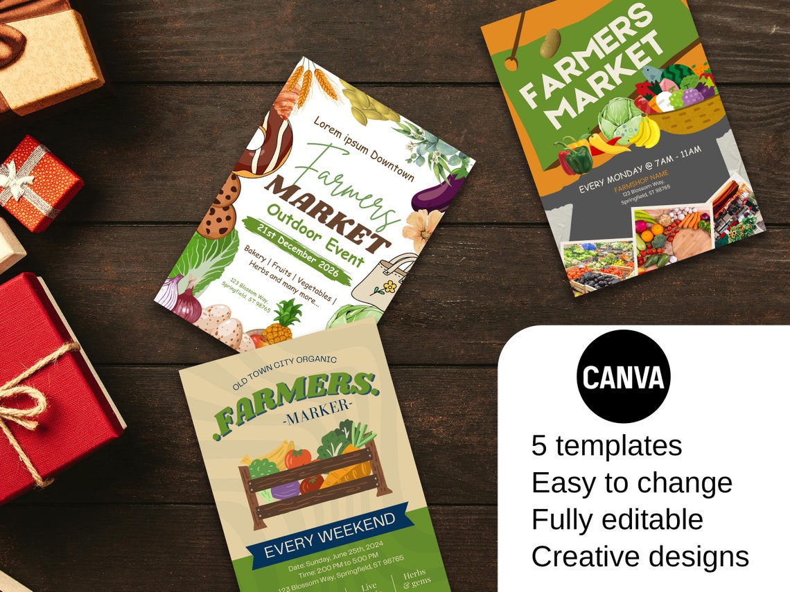Farmers Market Event Flyer Templates: Editable CANVA Template (digital ...