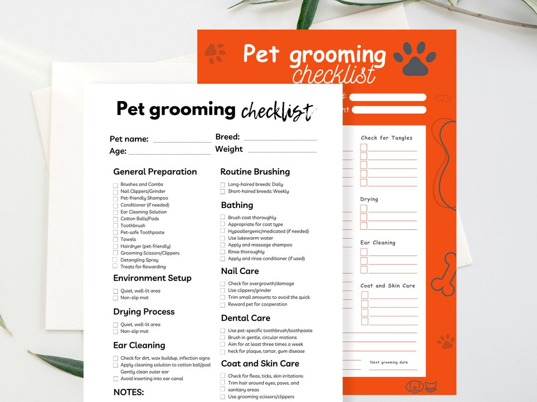 Pet Grooming Checklist, Pet Grooming Service Checklist, Checklist, Pet ...