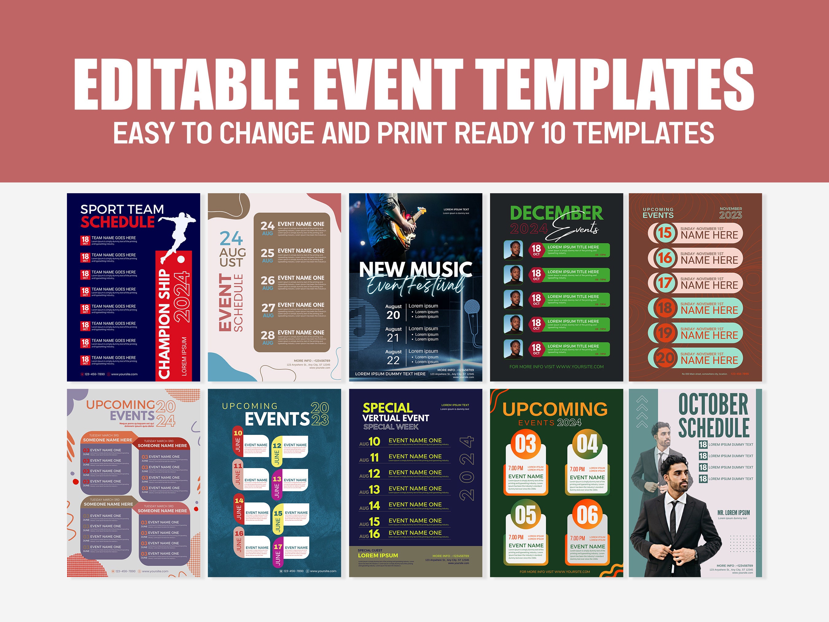 Upcoming Events Templates Bundle: Editable Canva Posters (A4) (digital ...