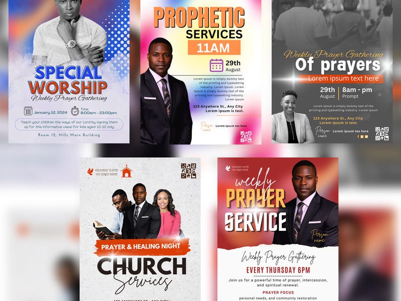Editable Church Service Flyer Template: Worship & Prayer (canva) - Etsy