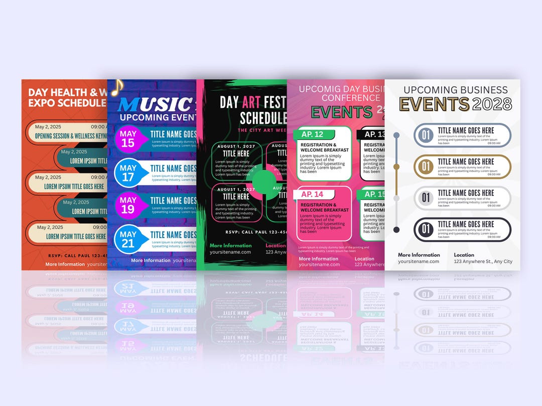 Editable Event Schedule Templates: Canva Flyer & Poster Design (digital ...