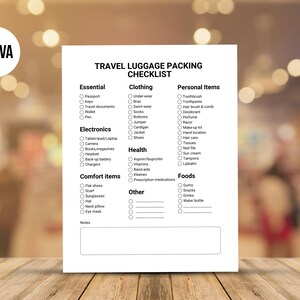 Printable Travel Packing Checklist Templates: Editable CANVA Designs ...