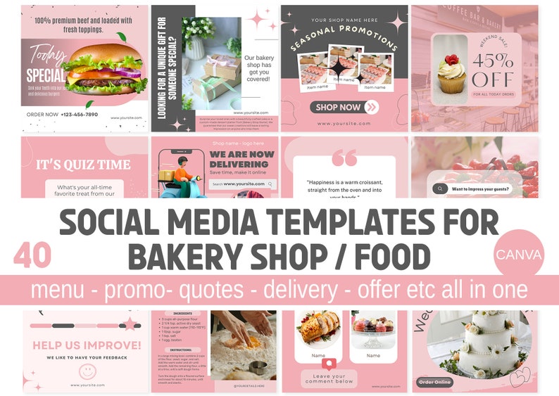 Canva Social Media Template for Bakery Editable Bakery - Etsy