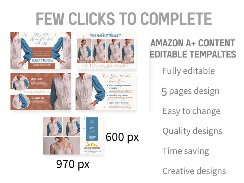 Amazon A+ Content Template: Women's Blouse EBC Design (CANVA Editable ...