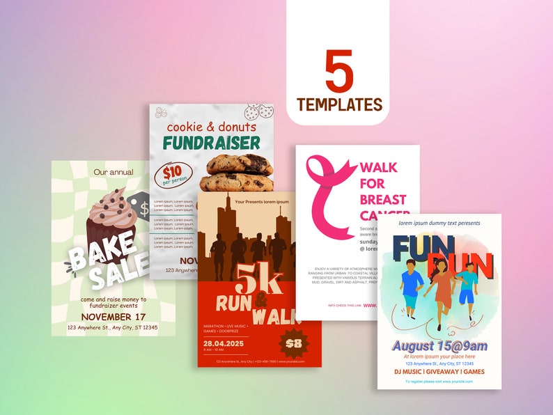 5k Run Flyer Template, Bake Sale Flyer Template, Fundraiser Event Flyer ...