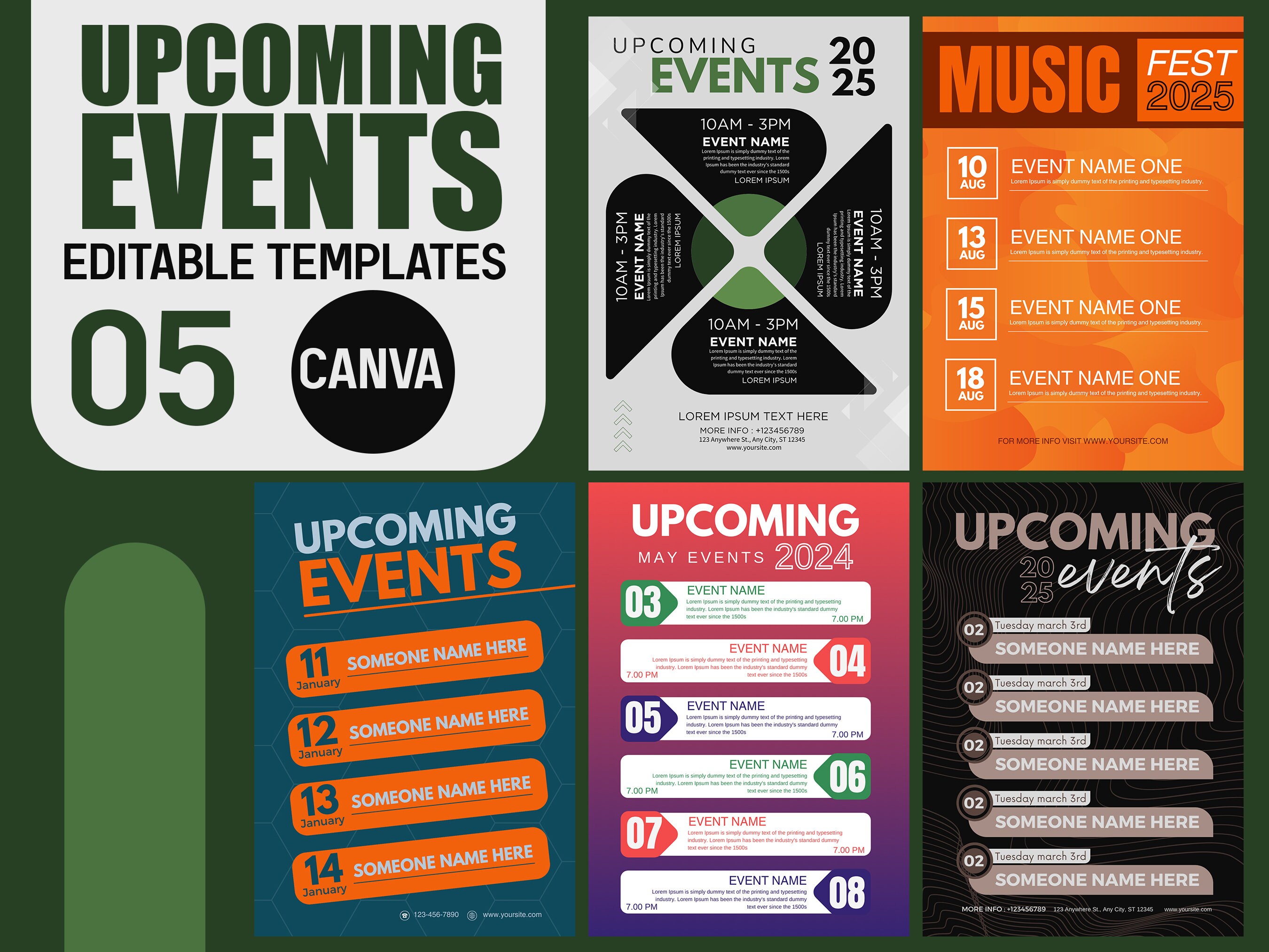 5 Upcoming Events Templates, Upcoming Events Templates Bundle, Business ...