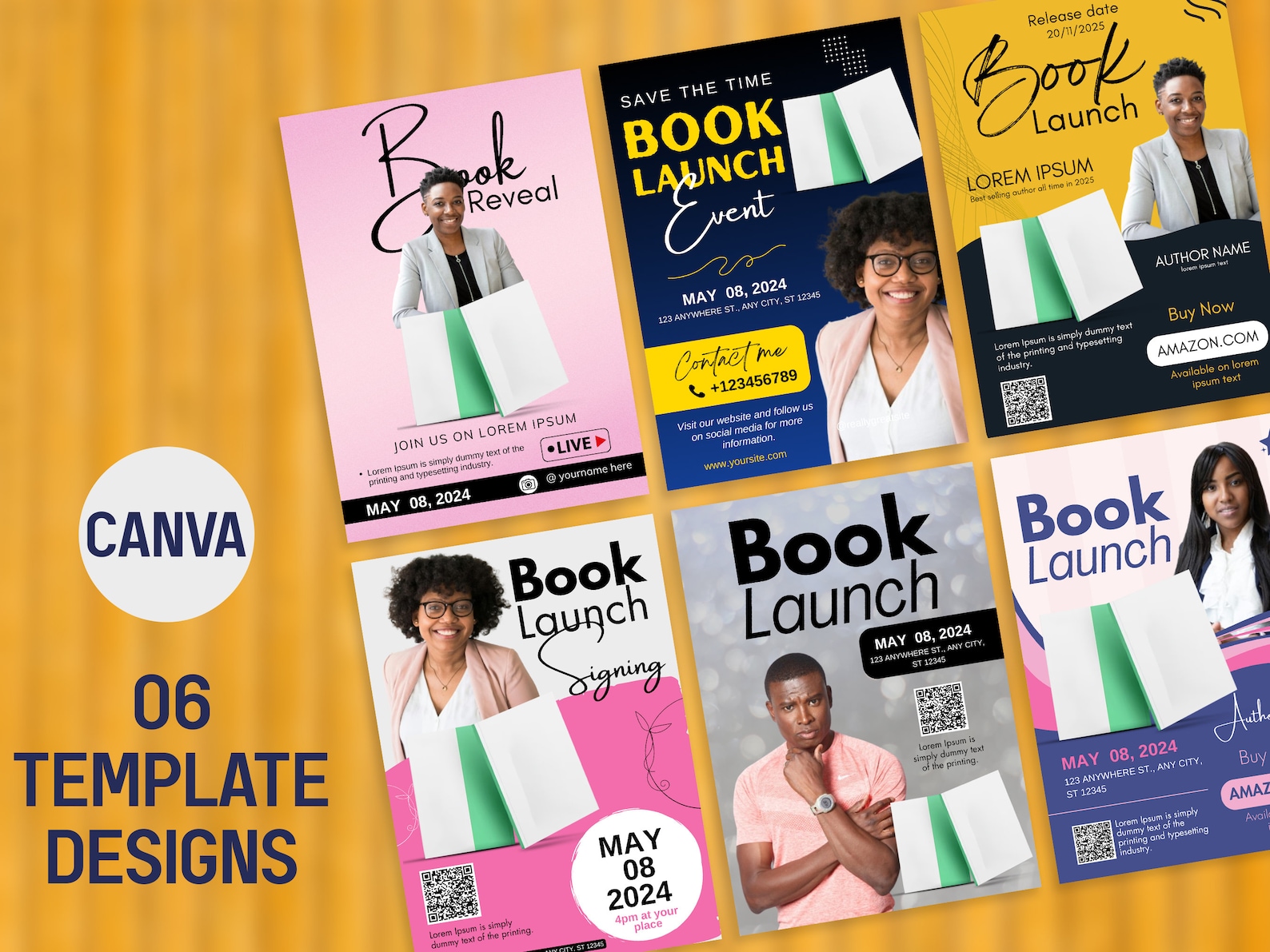 Editable Book Launch Flyer Template: Canva Event Designs (6 Templates ...