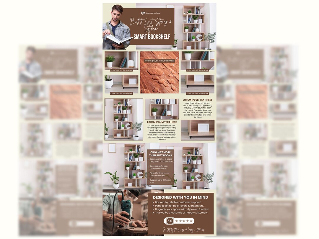 Bookshelf Amazon A+ Content Templates: Editable Canva EBC Design ...