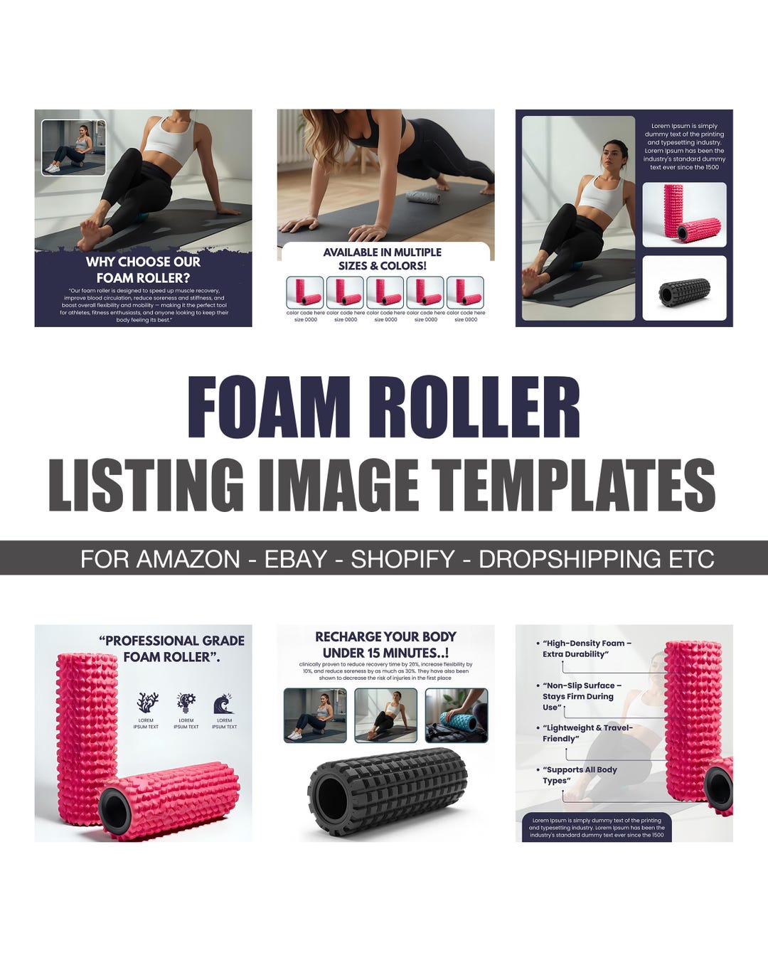 Foam Roller Amazon Listing Template: Canva Fitness Product Images ...