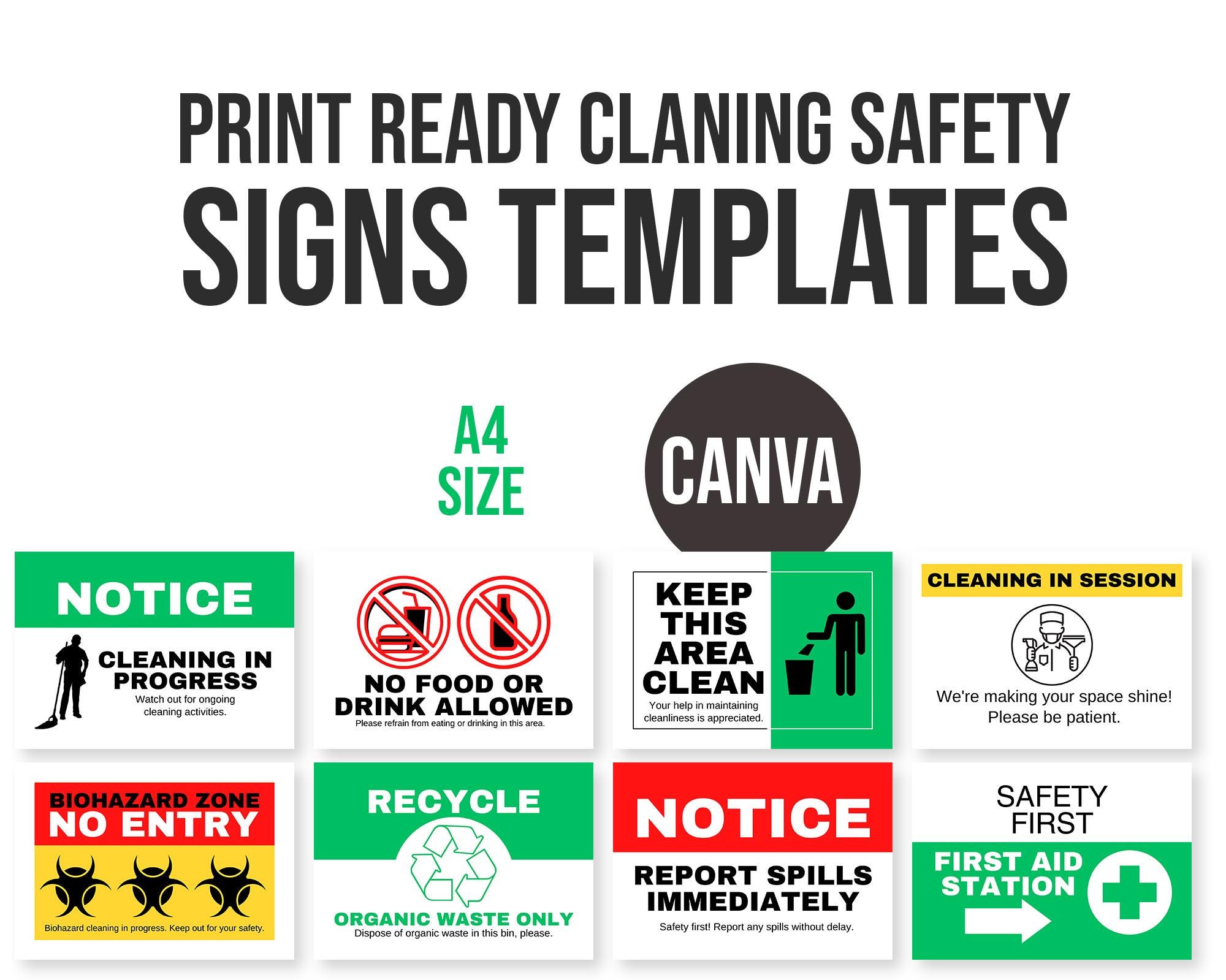 Cleaning Service Safety Signs: Editable Canva Templates (A4) - Etsy