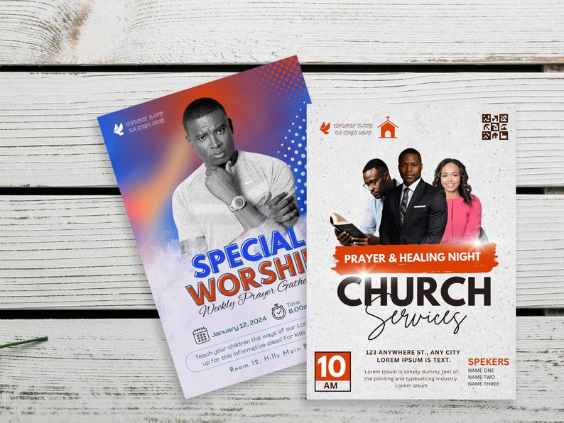 Editable Church Service Flyer Template: Worship & Prayer (canva) - Etsy