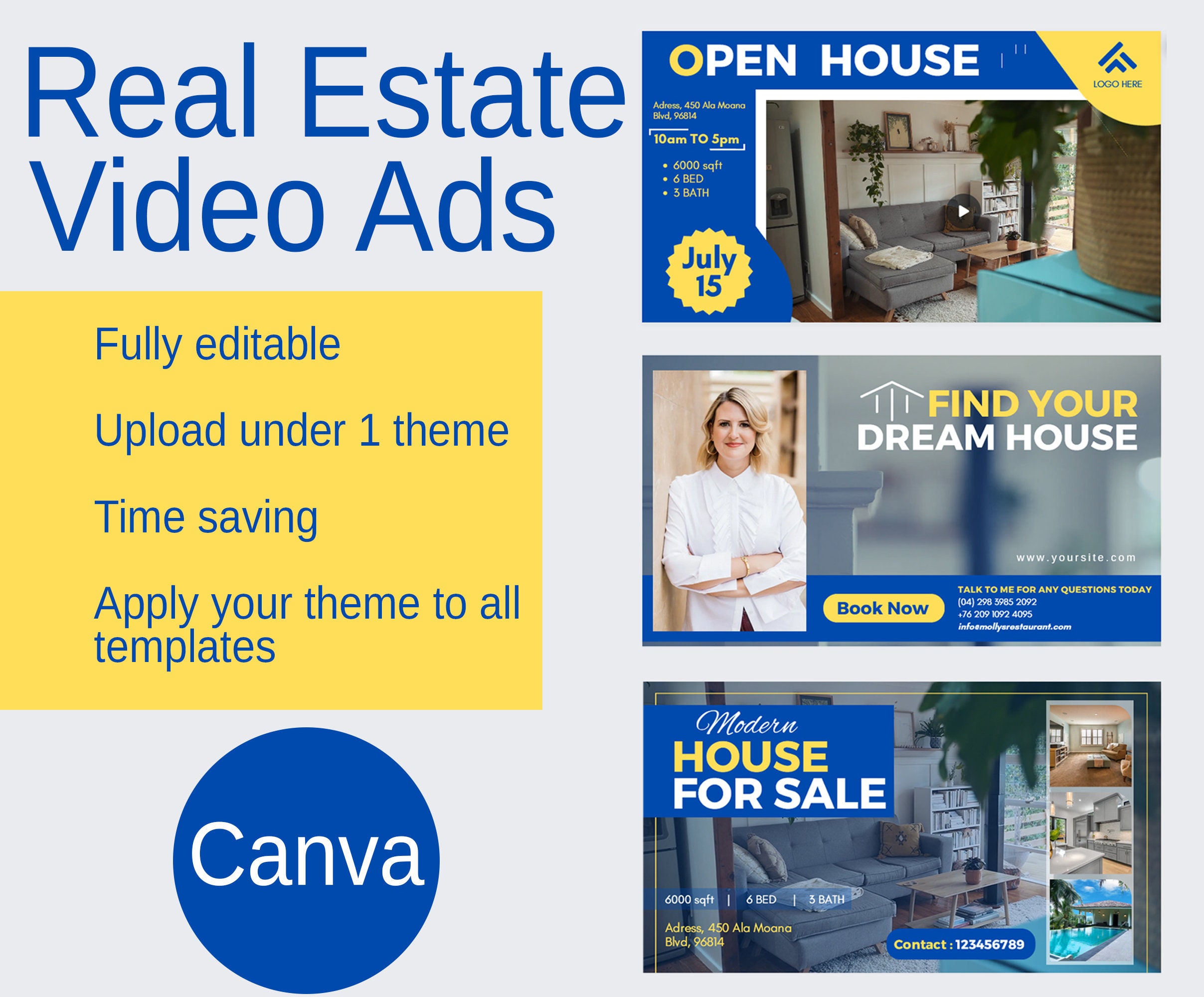 Real Estate Video Ads, Canva Ads Template, Canva Real Estate, Real ...
