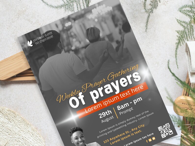 Editable Church Service Flyer Template: Worship & Prayer (canva) - Etsy