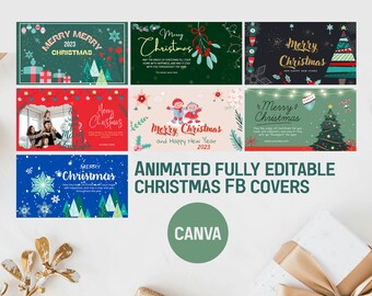 Animated Christmas Facebook Cover Templates: Editable Xmas Wishes ...