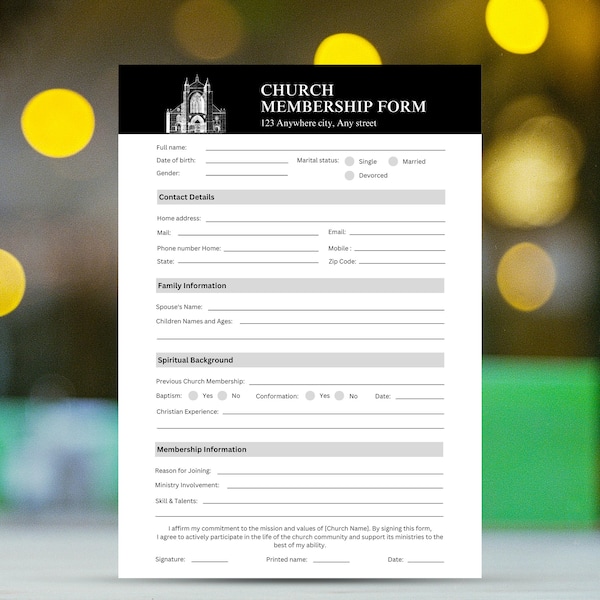 Church Membership Application - Etsy