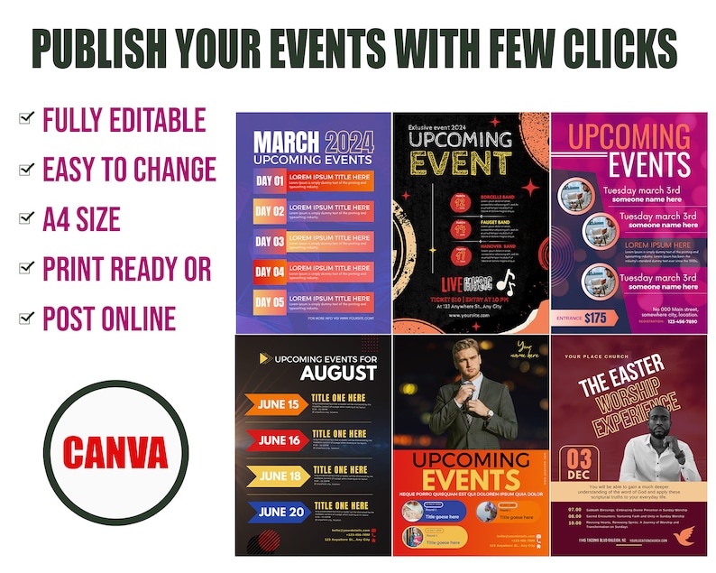 Editable Upcoming Events Templates: Canva Event Posters (digital ...