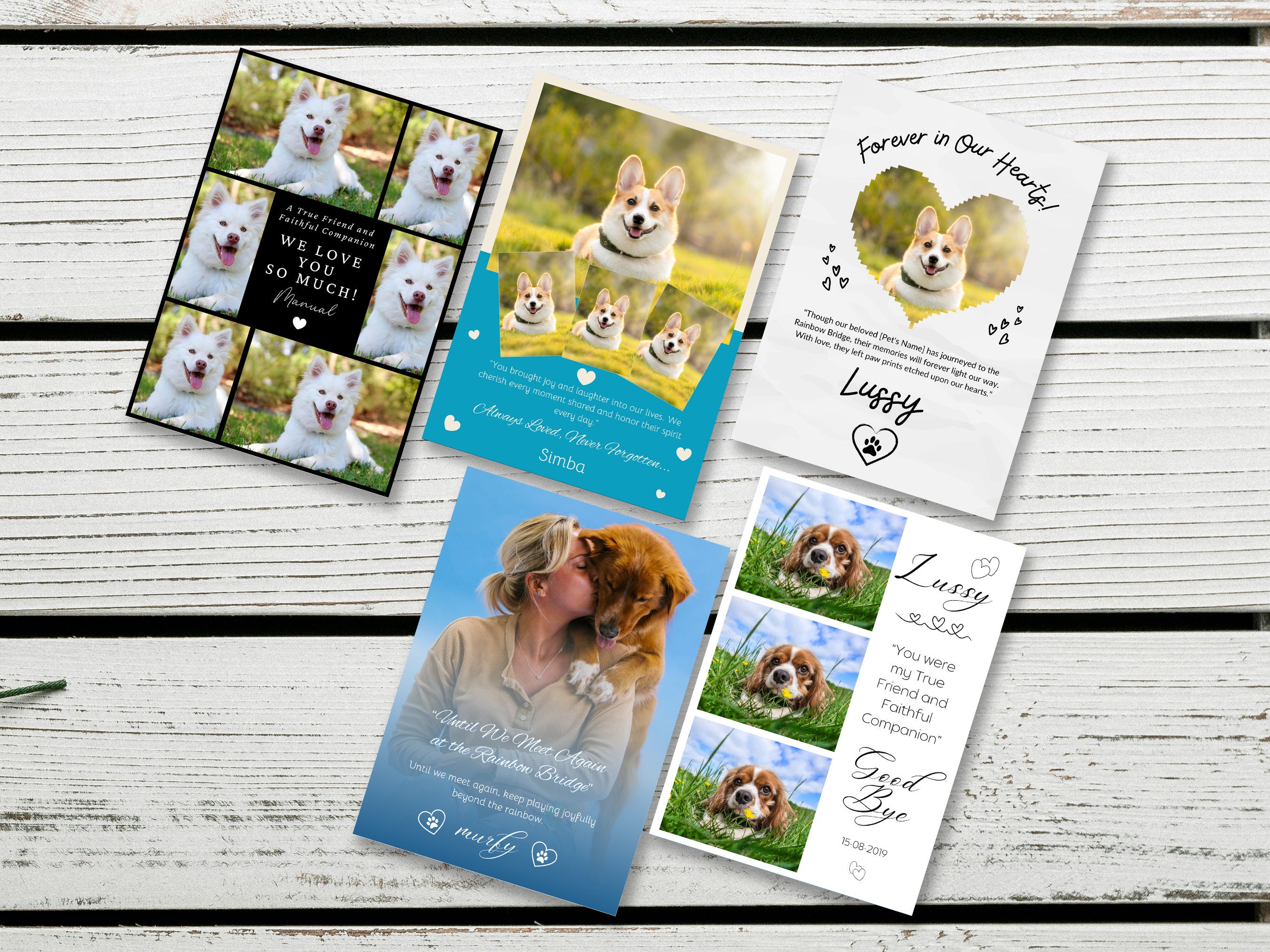 5 Dog Sympathy Card Printable, Pet Memorial Card CANVA, Memorial Photo ...