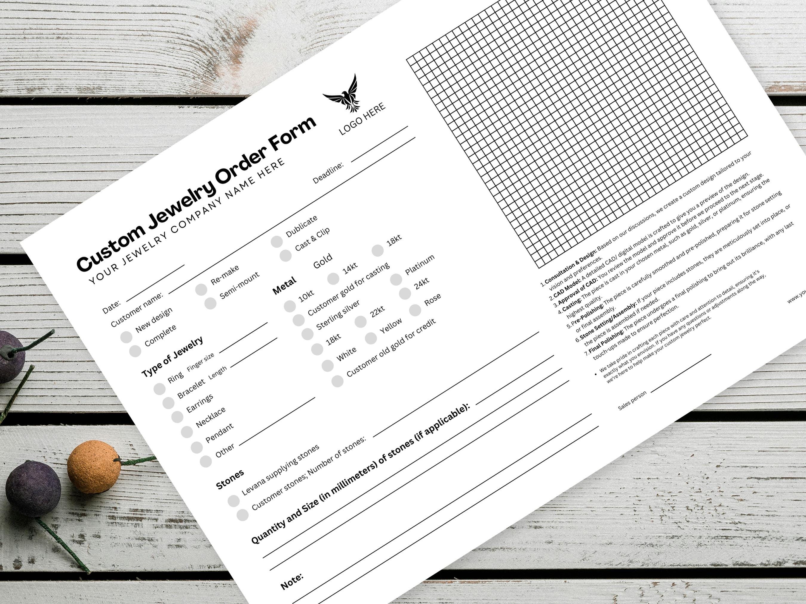 Custom Jewelry Order Form Template: Editable Canva Design (digital ...