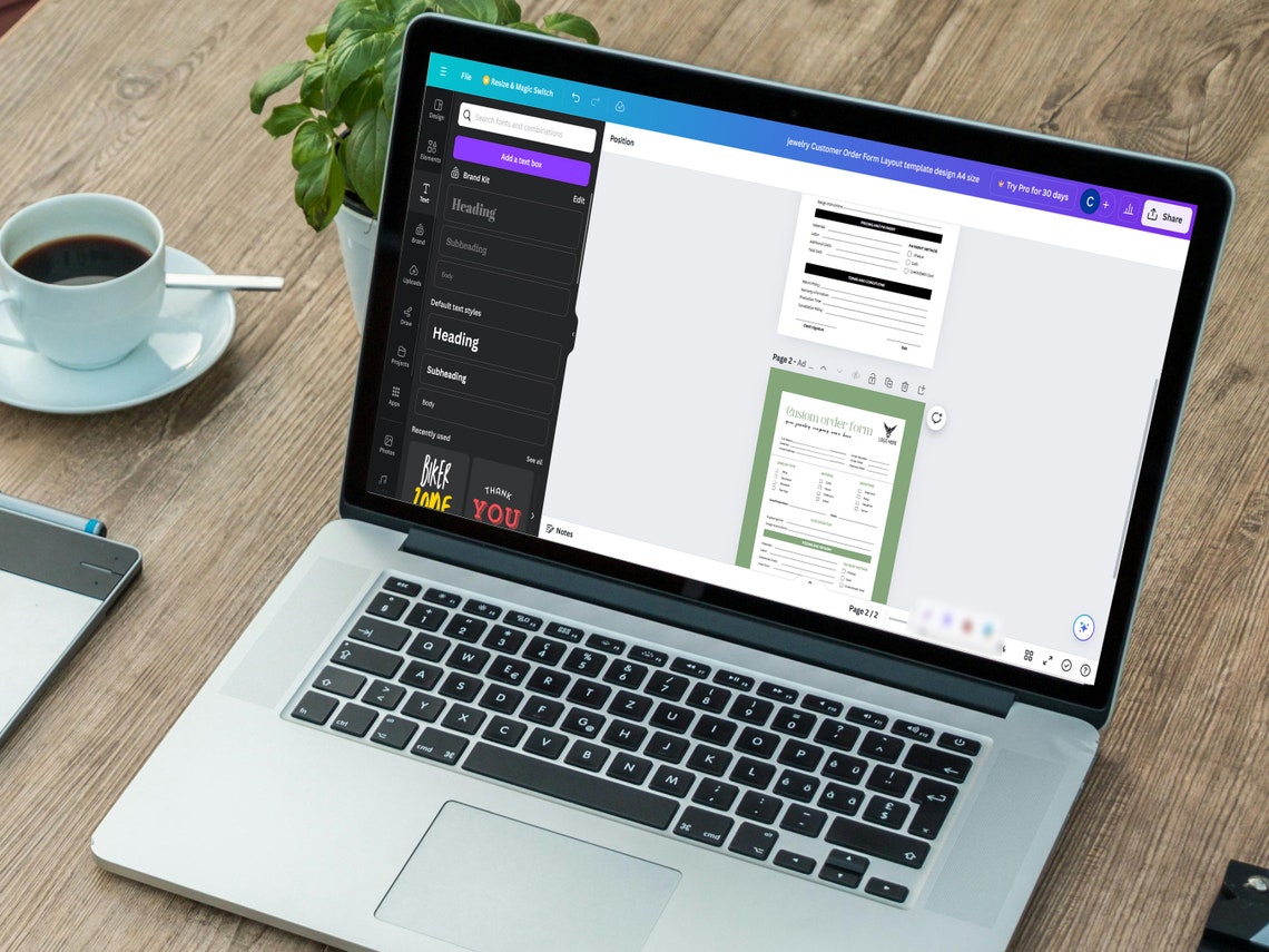 Custom Jewelry Order Form Template, Editable Custom Jewelry Order Form ...