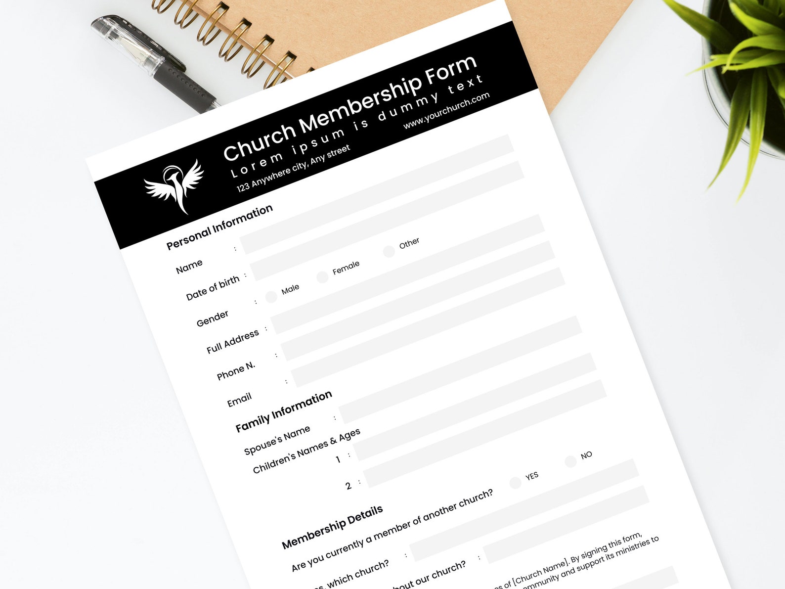 Editable Church Membership Form Template: A4 Canva (digital Download ...