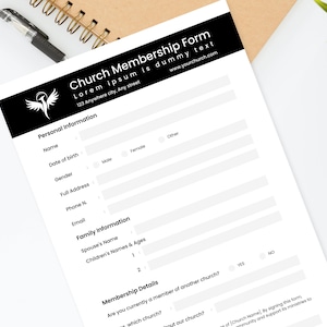 Editable Church Membership Form Template: A4 Canva (digital Download ...