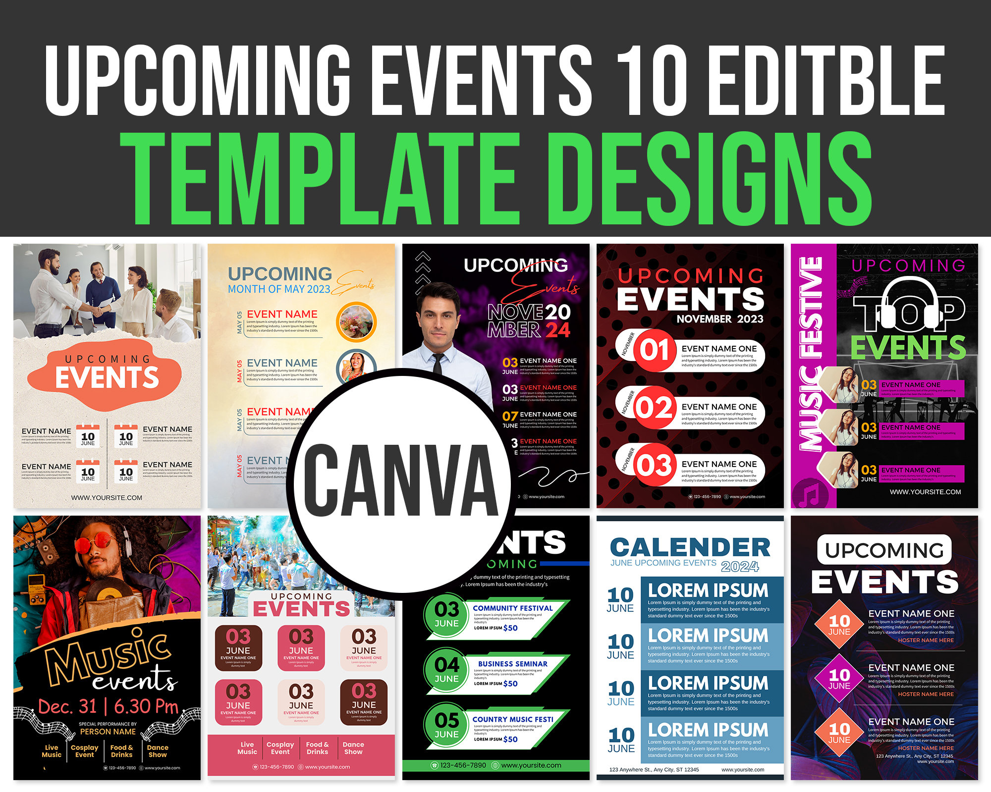 Upcoming Events Templates, Upcoming Events Templates Bundle, Event ...