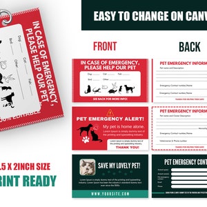Pet Emergency Contact Cards, Pet Home Alone Templates, Emergency Pets ...