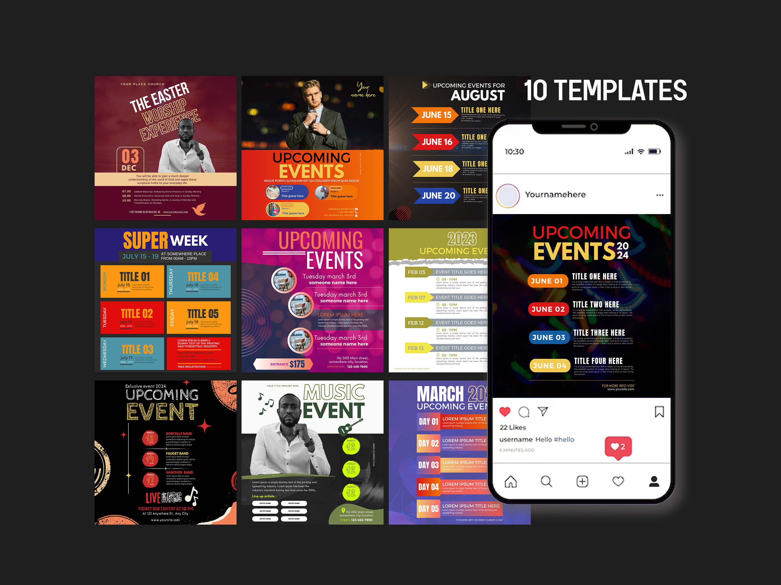 Upcoming Events Templates, Instagram Events Templates Bundle, Event ...