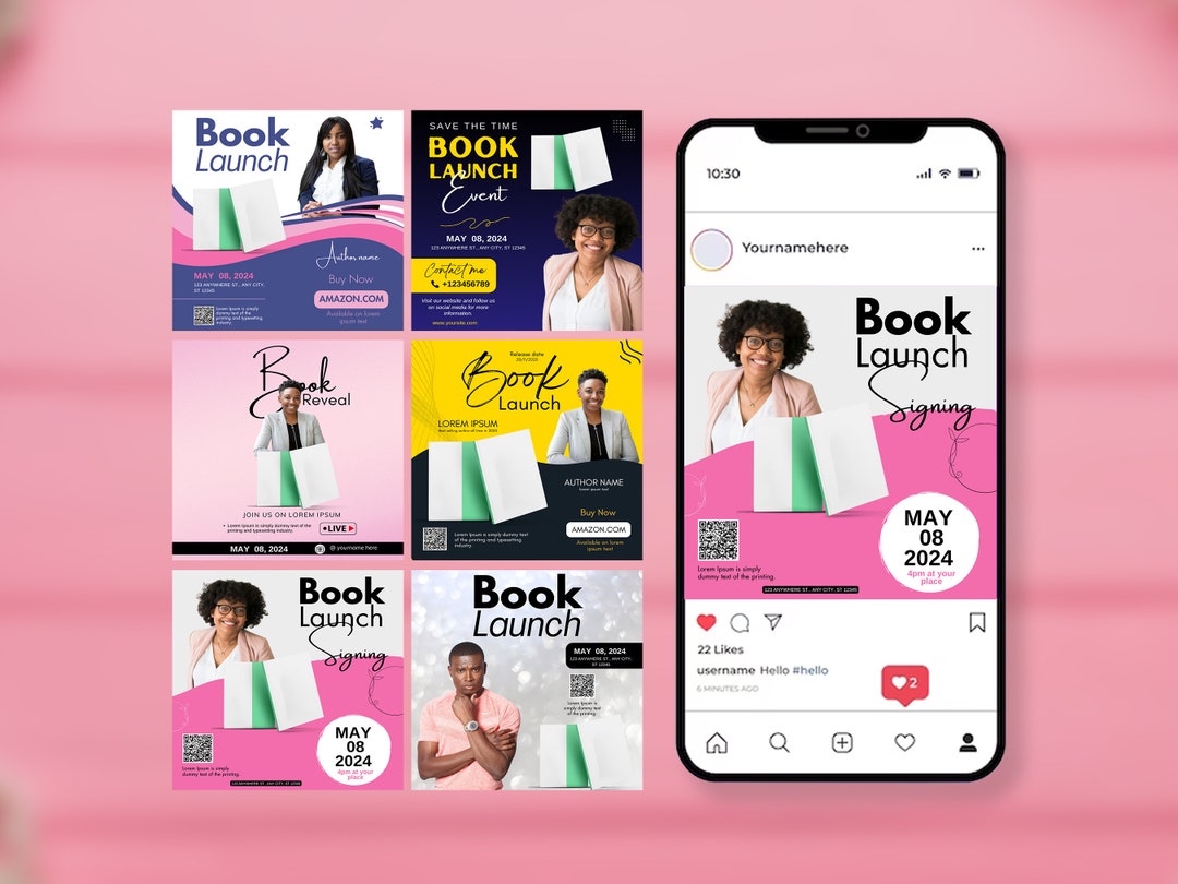 Instagram Book Launch Flyer Template, Book Launch Event Template ...